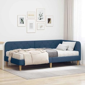 Rohový rám postele Modrá 100 x 200 cm textil 3394132