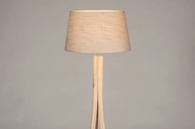 Stojací designová lampa Arbon Dark Taupe and Natur Wood