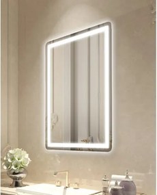 LED koupelnové zrcadlo 3 barvy proti zamlžování nástěnné toaletní zrcadlo 60 × 80 cm