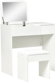 HOMCOM Moderní toaletní stolek 80Š x 40H x 79V cm se sklopným zrcadlem, zásuvkou a úložným prostorem + stůl