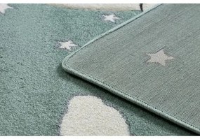 Dywany Luszczow Kusový koberec PETIT MĚSÍC, HVĚZDY, MRAKY Y, zelený Rozměr koberce: 80 x 150 cm