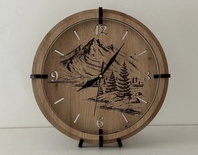 Li-Go "Hory" Dřevěné hodiny 32/50 cm Provedení rámu, povrchu: dub světlý, rozměr obrazu: 32 cm