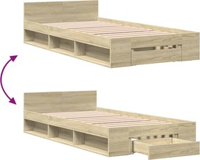 Rám postele se zásuvkou dub sonoma 75 x 190 cm kompozitní dřevo 3280806