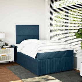 Box spring postel s matrací modrá 120 x 200 cm samet 3294608