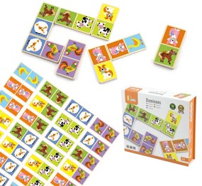 Viga Dřevěné domino pro děti Farma Montessori