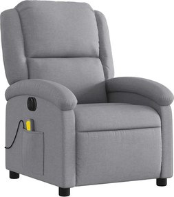 Elektrické masážní polohovací křeslo světle šedé textil 3204152