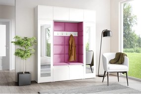 Eka Předsíňová stěna s čalouněnými panely Trinity 32 - Bílá / Růžová 2310
