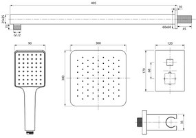 Sapho Sapho, Podomítkový sprchový set s termostatickou baterií, box, 2 výstupy, černá mat, 1102-32B-21