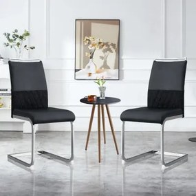 Aosom Sada 2 moderních a ergonomických jídelních židlí s vysokým opěradlem z umělé kůže a látky s efektem lnu, černá