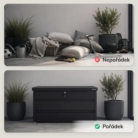 Velký zahradní a balkonový box černý: CARRIE 1190 x 520 x 587 mm