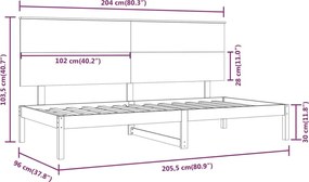 vidaXL Válenda 90 x 200 cm masivní borové dřevo [3108136] Barva: Černá