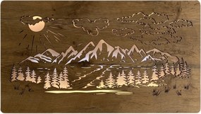 Li-Go "Hory" světelný obraz s baterií 80x45cm varianta ovládání: manuál/pohybové čidlo, provedení povrchu: dub