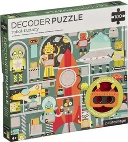 Petit Collage Puzzle roboti 100 ks s 3D brýlemi / 100 dílků / od 4 let