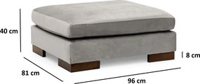Hanah Home Rohová pohovka TULIP 313cm světle šedá levý roh s pufem 560ARE1156