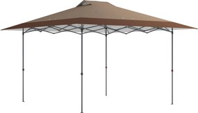 Outsunny skládací pop-up pavilon 4x4 m s centrálním zámkem UPF50+ Nastavitelná výška Písečné vaky a přepravní taška Béžová a hnědá