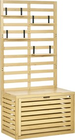 Úložná Bedna Outsunny, Úložný Box s Trellisem, Bedna na Polštáře s Policemi, Zahradní Box, Bedna na Polštáře, Masivní Dřevo, Přírodní, 80 x 45 x 160 c