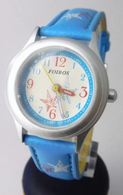 Foibos Světle modré dívčí dětské hodinky Foibos 1567.5 s barevnými motivy