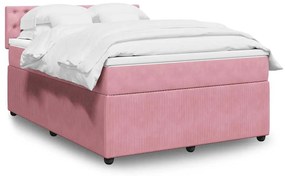 Box spring postel s matrací růžová 140x200 cm samet 3287775