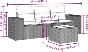 4dílná zahradní sedací souprava s poduškami černá polyratan 3254602