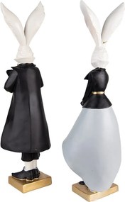 Set 2ks dekorace zajíc v černém a šedém - 14*12*47 / 14*12*47 cm