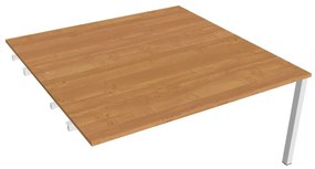 Dvojstůl pracovní řetězící rovný 160×160 cm - Hobis Uni USD 1600 R Dekor stolové desky: olše, Barva nohou: bílá