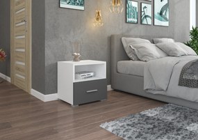 ADRK Furniture Noční stolek se zásuvkou EMI NS-EMI-W+GR-L001