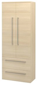 Mereo, Bino, koupelnová skříňka vysoká, dvojitá 163 cm, dub Sand Barbera CN639