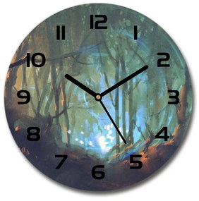 Wallmuralia Skleněné hodiny kulaté Mytický les fi 30 cm