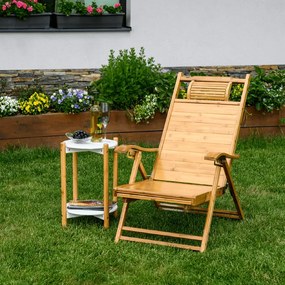 Zahradní polohovací křeslo, přírodní, bambus, VARDON
