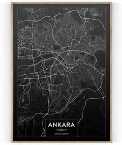 Obraz Mapa Ankara 30 x 40 cm - napnuté plátno na dřevěném rámu
