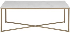 Scandi Bílý mramorový konferenční stolek Venice 120 cm se zlatou podnoží