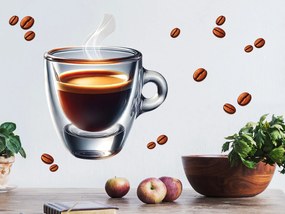 Šálek kávy espresso textilní přelepitelná samolepka na zeď arch 20 x 18 cm