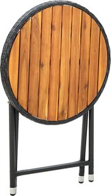 Čajový stolek černý 60 cm polyratan a masivní akácie 316509
