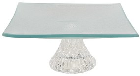 Transparentní skleněný servírovací podnos/ mísa na noze - 19*19*7 cm