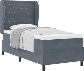 Postel s boxspringem s matrací Tmavě šedá 200 x 100 cm samet 3340863