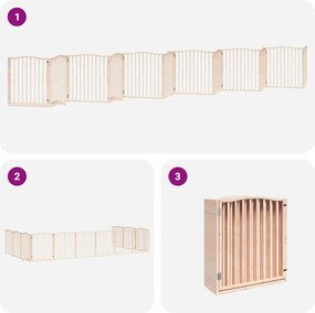 Zábrana pro psy s dvířky skládací 12 panelů 960 cm topol 3155616