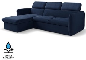 Malá sedací souprava SLIM | 179x235 cm | LEVÁ | 79 temně modrá | rozkládací + úložný prostor