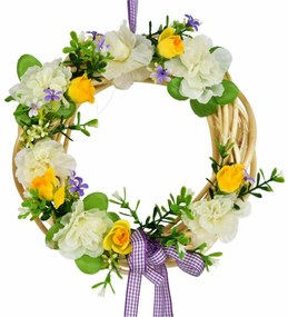 Jarní proutěný věnec krémová azalka, 20 cm