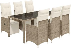 7dílný zahradní bistro set s poduškami hnědý polyratan 3277213