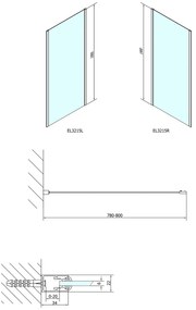 Polysan EASY LINE boční stěna 800mm, čiré sklo EL3215