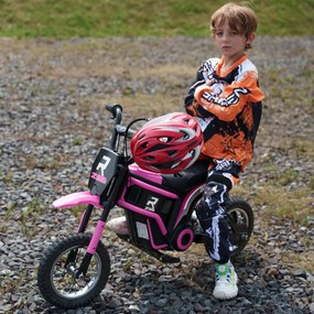 HOMCOM Elektrická motorka pro děti, 24V dětská motorka s klaksonem, světlem, s otočnou rukojetí plynu, 8-16 km/h, 8-12 let, růžová