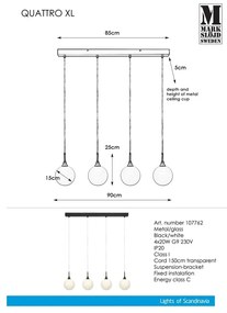 Černé závěsné svítidlo Markslöjd Quattro XL Pendant Black 4L