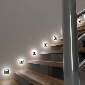 Schodišťové LED svítidlo Quadro, 1x LED 0,6w, 4000k, s, pohybový senzor