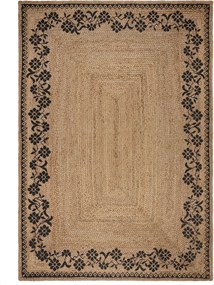 Kusový koberec Printed Jute Maisie Natural/Black, 200x290, béžová, chodba / predsieň, Flair Rugs