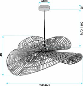 Toolight Rea, PŘÍRODNÍ BOHO ZÁVĚSNÉ STROPNÍ SVÍTIDLO APP1738-1CP 80CM, OSW-06061