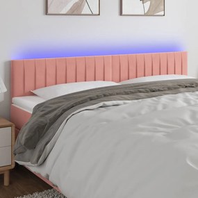 Čelo postele s LED růžové 180x5x78/88 cm samet