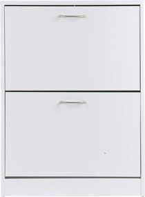 HOMCOM Moderní botník do předsíně s 2 zásuvkami a nastavitelnými policemi 60x24x80 cm Bílý