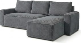 Rohová rozkládací sedací souprava do L BELLEZA, 232 cm, s úložným prostorem Roh pohovky: Pravý roh, Barva látky Poso: Tmavě šedá (Poso 60)