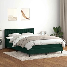 Box spring postel s matrací a LED tmavě zelená 160x220 cm samet 3317322