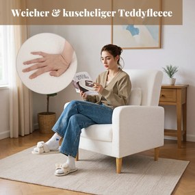 Costway Teddy armchair with lumbar cushion and wooden legs. Padded lounge chair